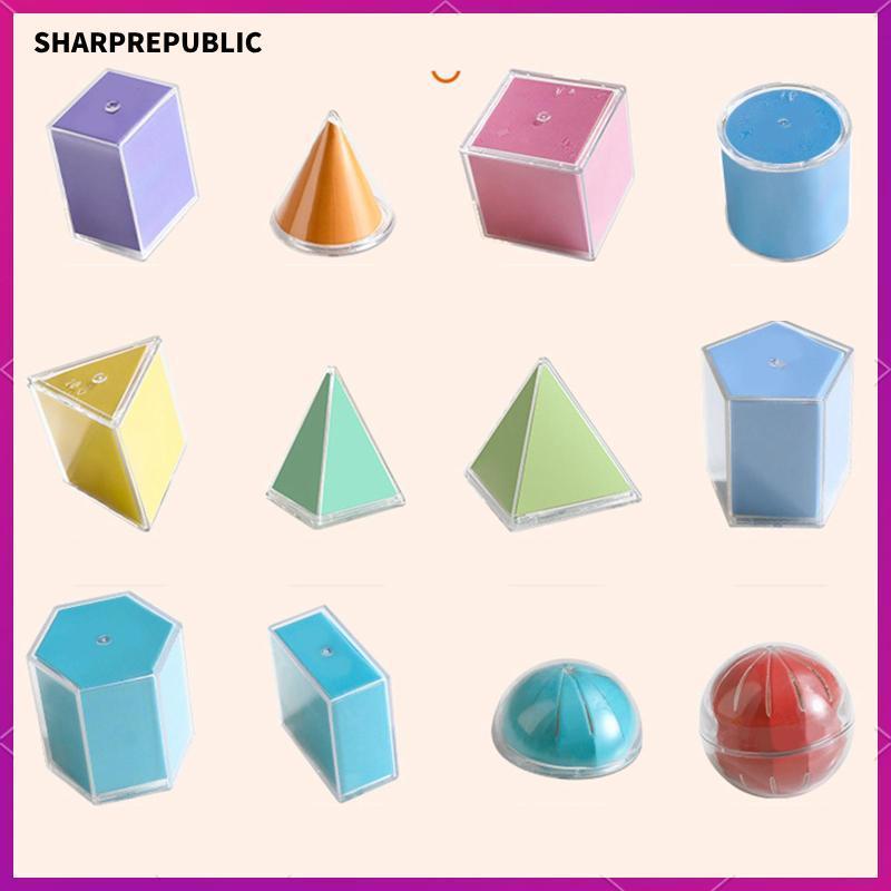 [Sharprepublic] 12-Piece Set of 3D Shapes Educational Toy, Math Games ...