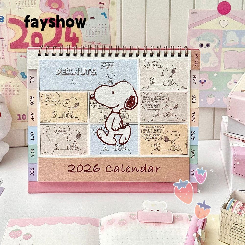 FAYSHOWSG 2026 Snoopy Desk Calendar, Coil Binding With Memo Notes ...