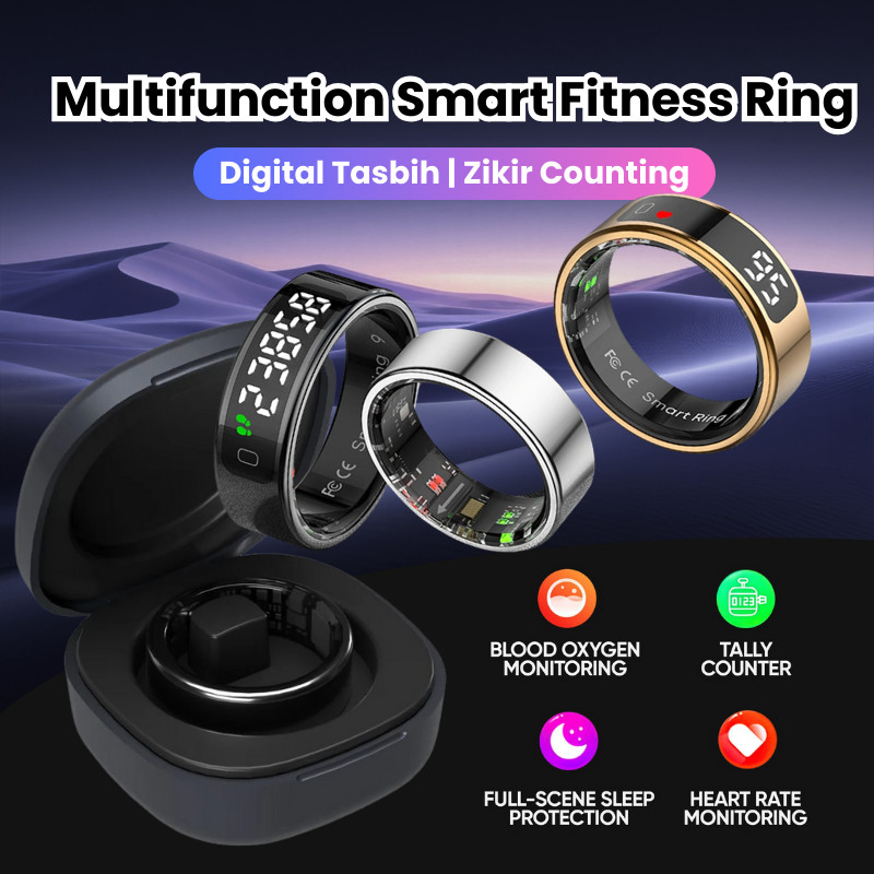 Waterproof Smart Ring Fitness Zikir | Charging Case | Tasbih Digital ...