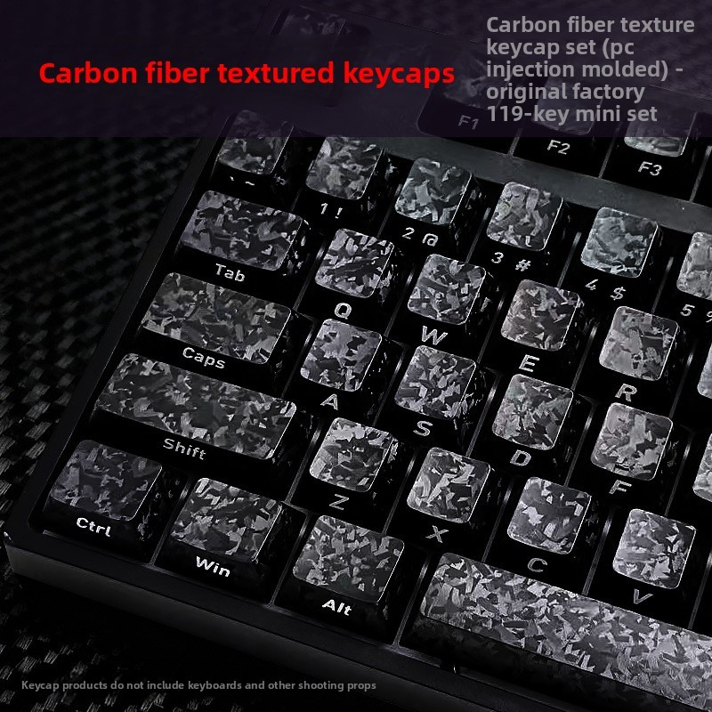 Carbon Fiber Textured Keycap Cherry Profile Side Print 119 Key Small ...