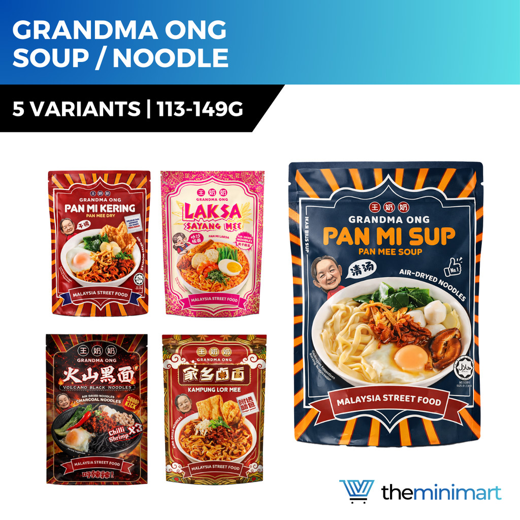 GRANDMA ONG Instant Pan Mee Noodles – Soup / Volcano Black / Laksa ...
