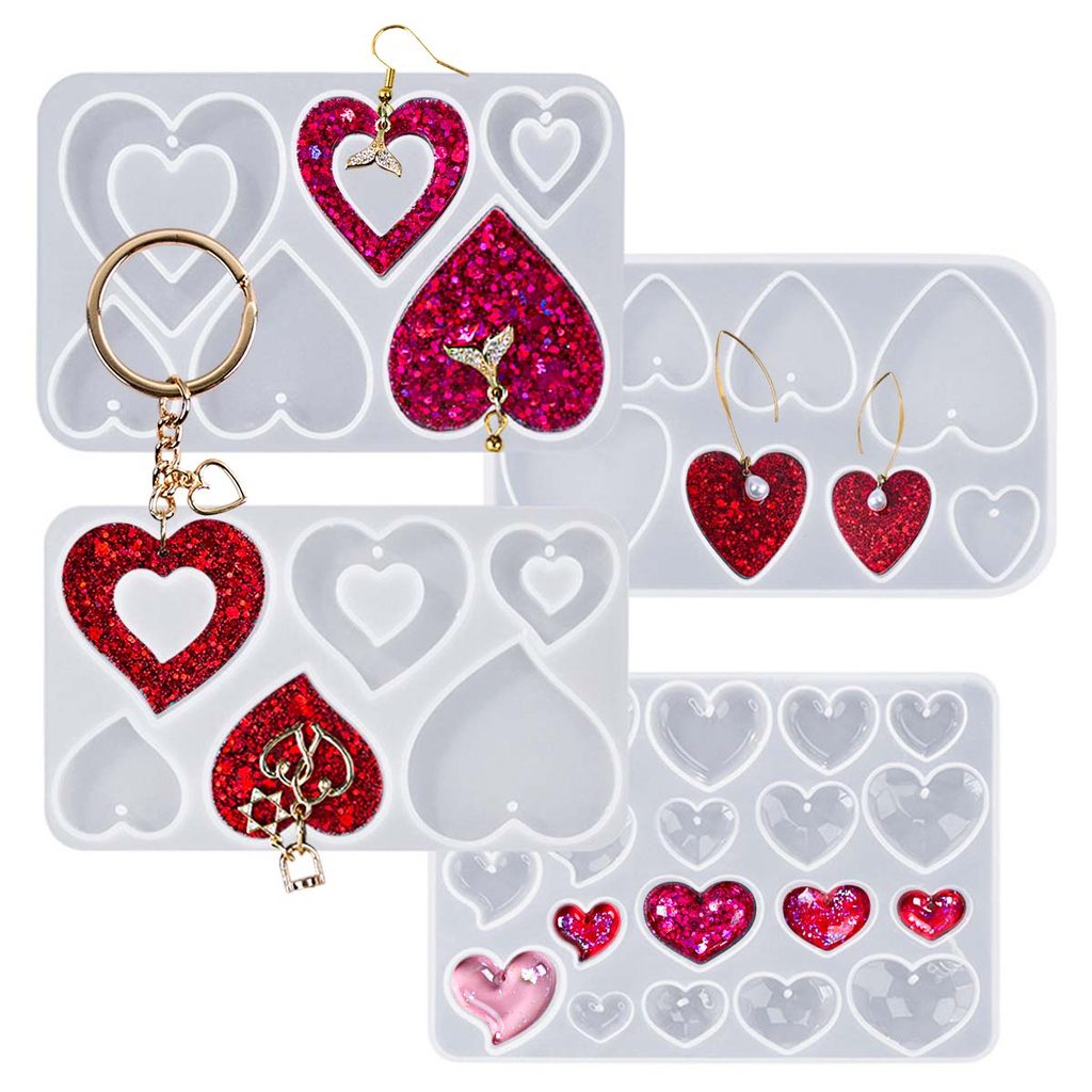 Heart Shape Earring Pendant Silicone Mold DIY Love Series Keychain ...
