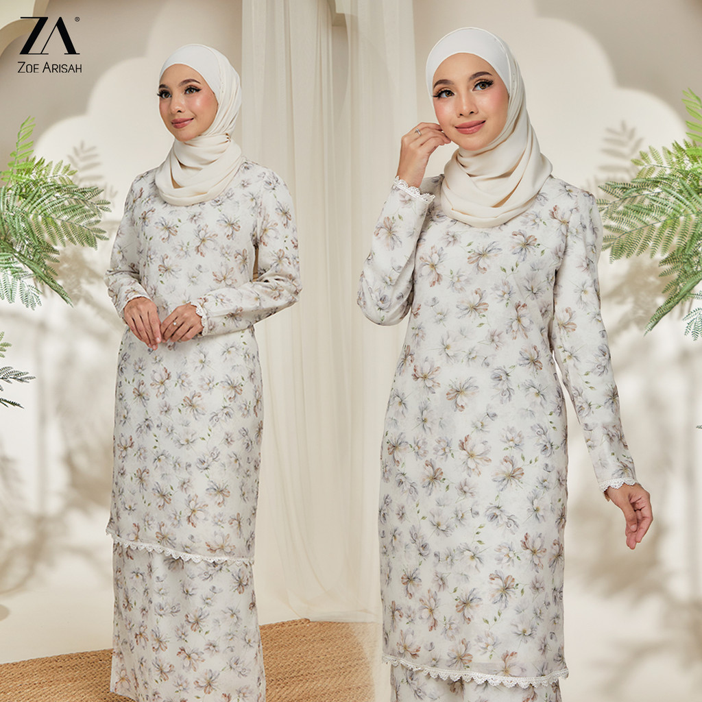 ZOE ARISAH Axenda Kurung Moden Floral Printed Muslimah 2026 Baju Raya ...