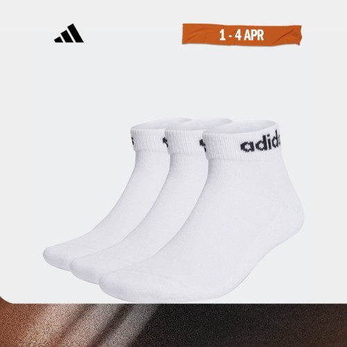 adidas Lifestyle Linear Ankle Cushioned Socks 3 Pairs Unisex White ...