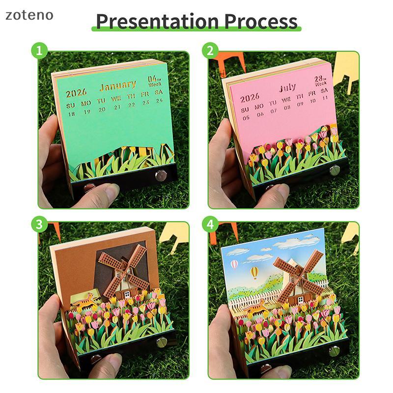 [zoteno] 3D Calendar 2026 Unique Paper Sculpture Sticks,3D Notepad And ...