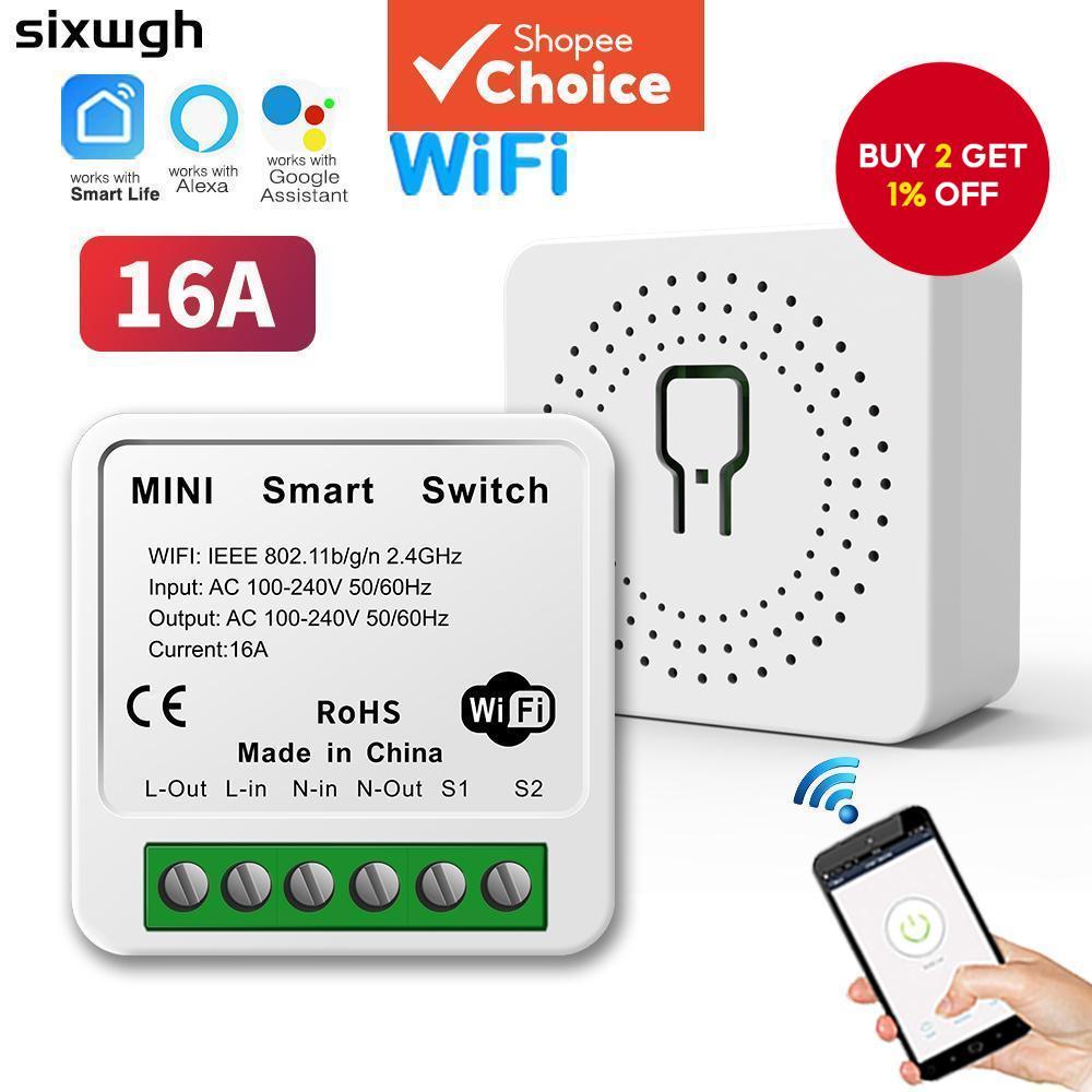 16A WiFi Switch Mini smart switch DIY LED Light switch works with Smart ...