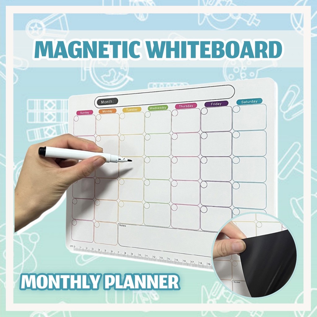 Magnetic Fridge Whiteboard Erasable Monthly Planner Column Calendar ...