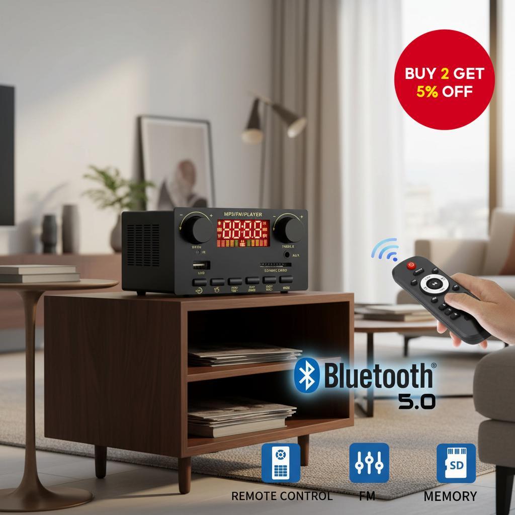 160W Amplifier Bluetooth 5.0 MP3 WMA APE Car Decoder Board, Alarm Clock ...