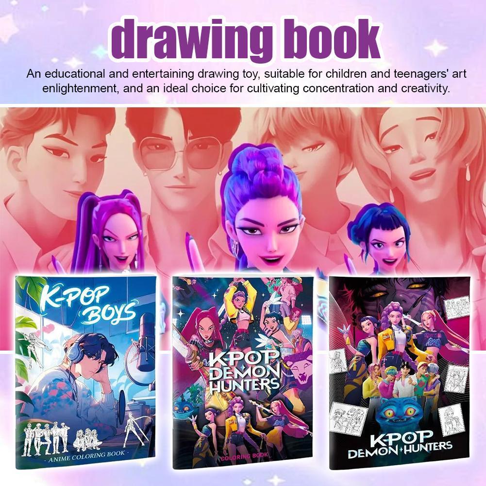 K-pop Demon Hunters Sketchbook Anime Coloring Book Drawing Painting For ...