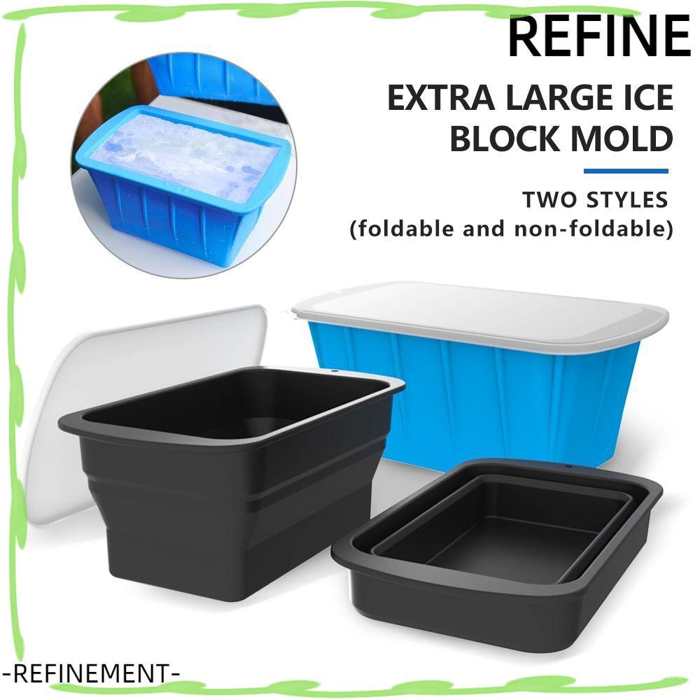 REFINEMENT Ice Block Mold, Reusable with Lid Large Ice Grid Mould ...