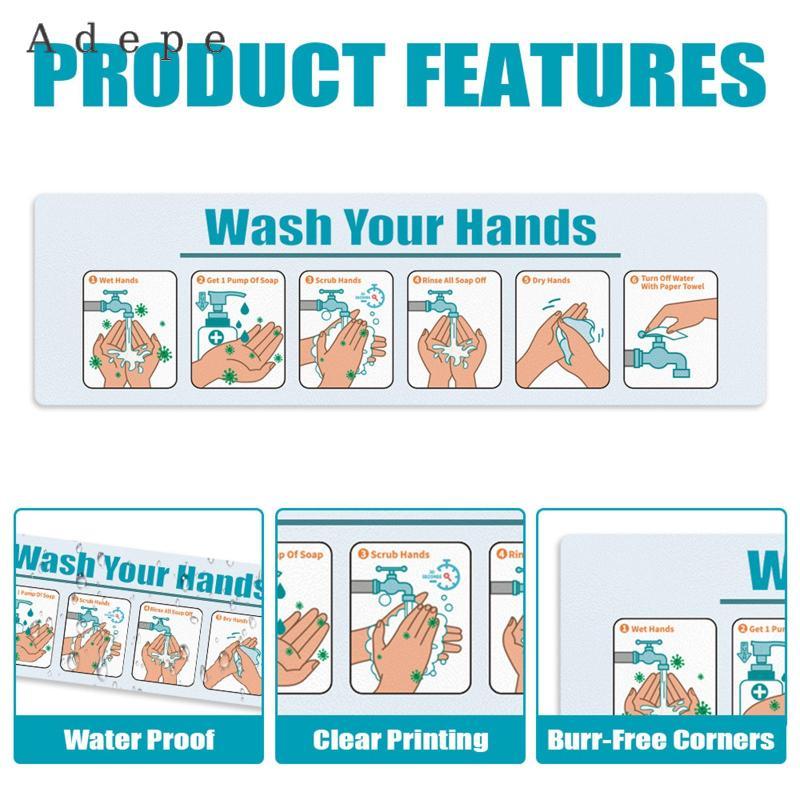 [Adepe] Wash Your Hands Sign Sticker with Adhesive Backing Bathroom ...