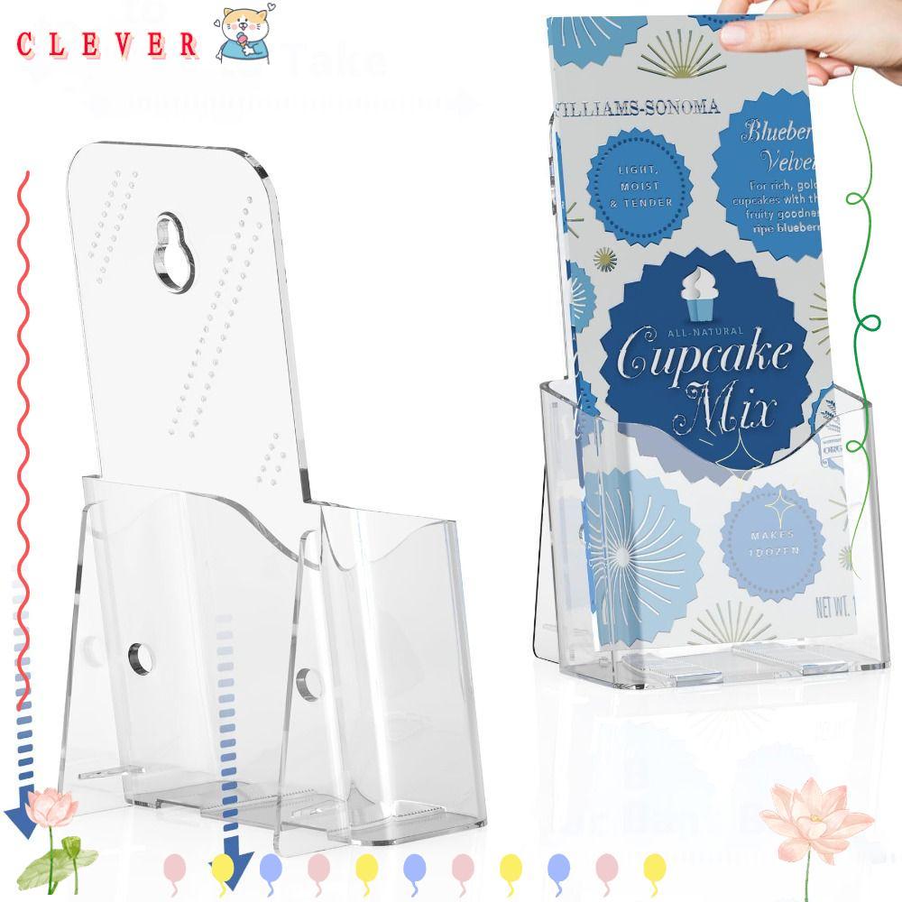 CLEVER Wide Pamphlet Holder, Countertop Plastic Acrylic Brochure Holder ...