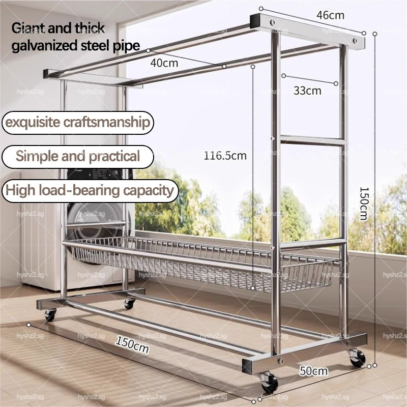 Thickened clothes drying rack balcony indoor floor-standing clothes ...