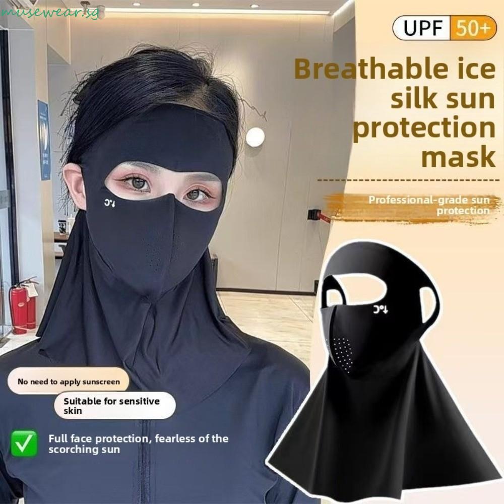 MUSEWEAR Ice Silk Face Veil, Outdoor Sun Protection Full-Face Mask ...