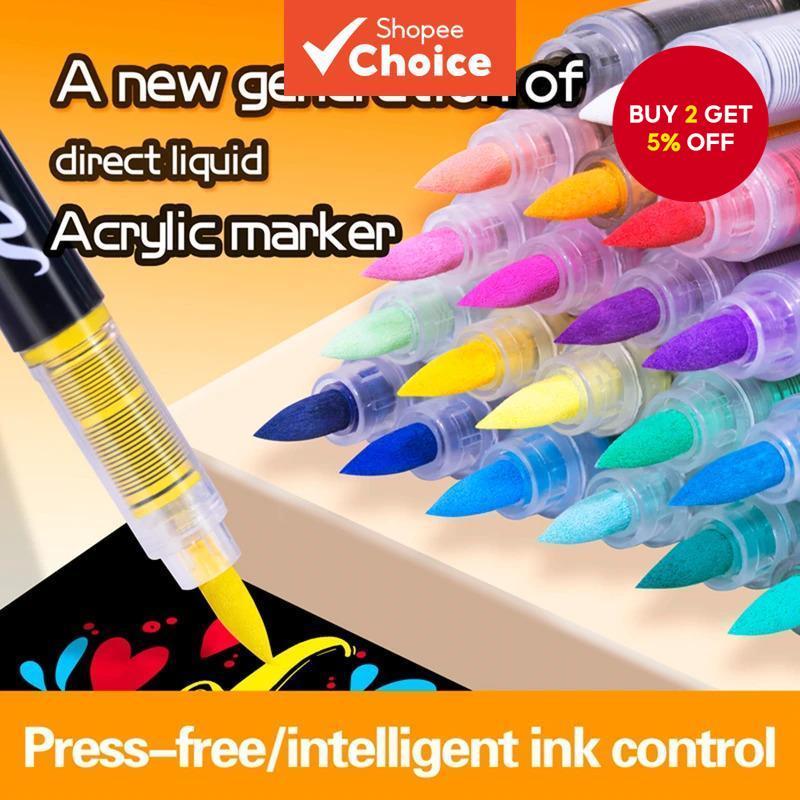 Soft Brush Acrylic Paint Markers – Automatic Ink Control, Flexible Tip ...