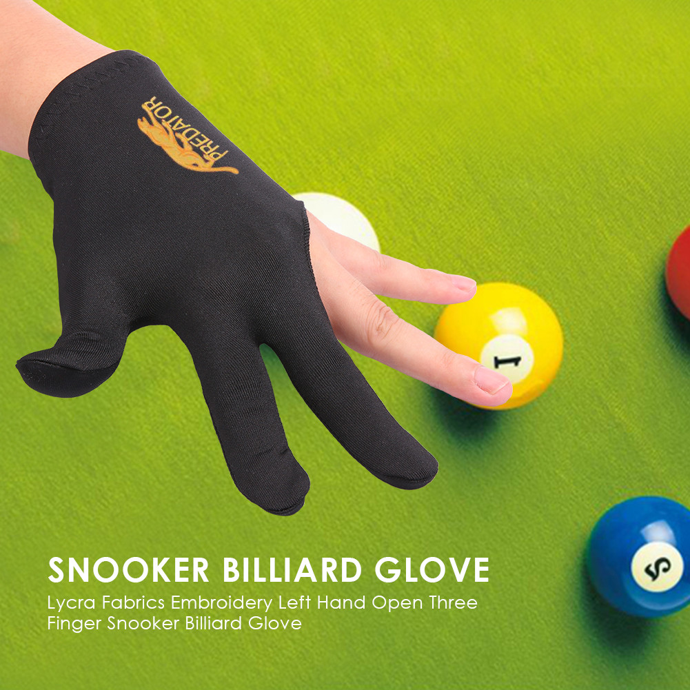 Fabrics Embroidery Left Hand Open Three Finger Snooker Billiard Glove ...