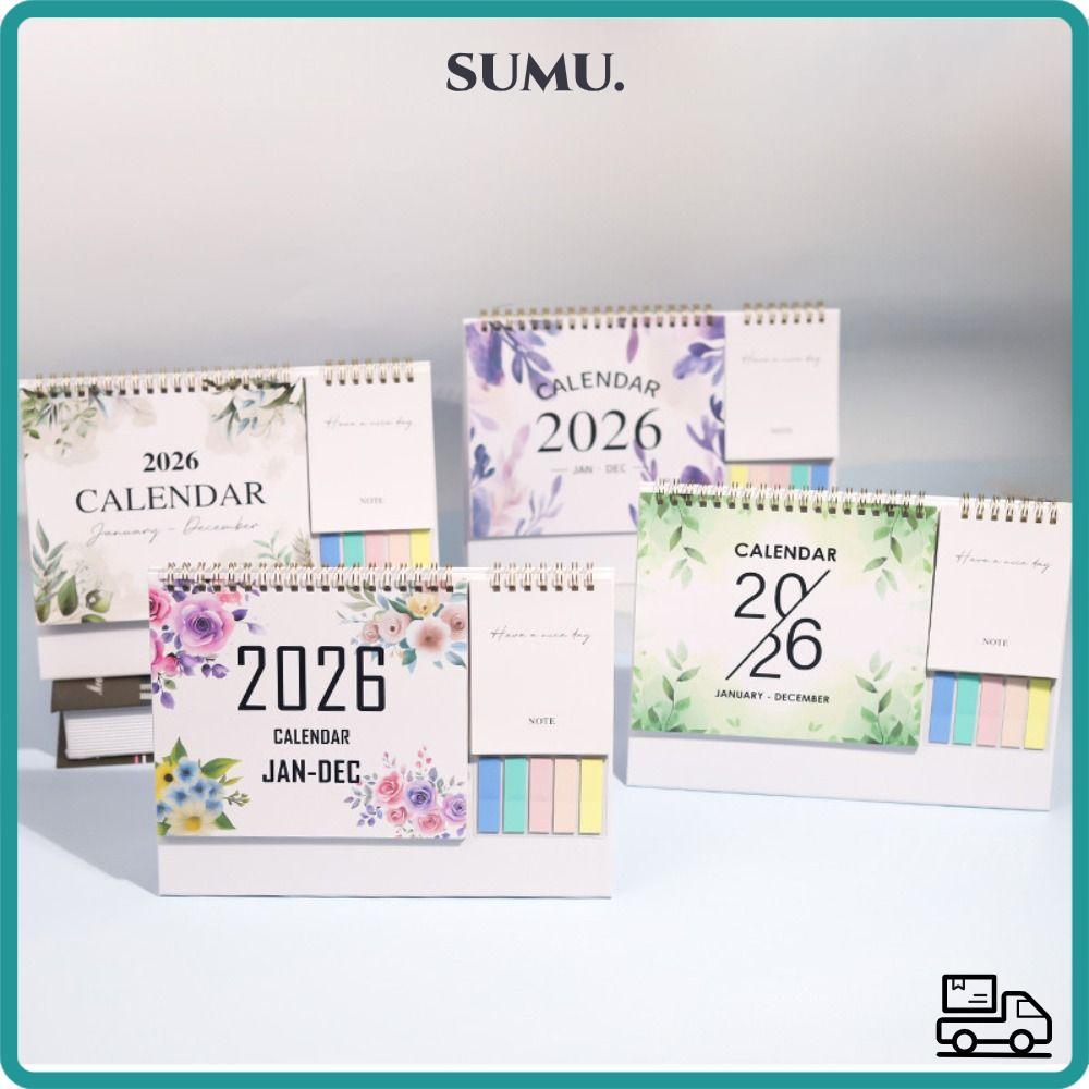 SUMU 2026 Flower Calendar, Jan. 2026 - Dec. 2026 Planning Double-coil ...