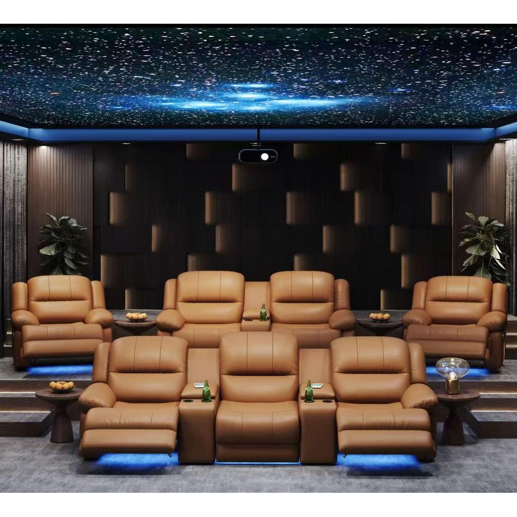 Pre Order Solid Oak First class leather luxury functional home theater ...