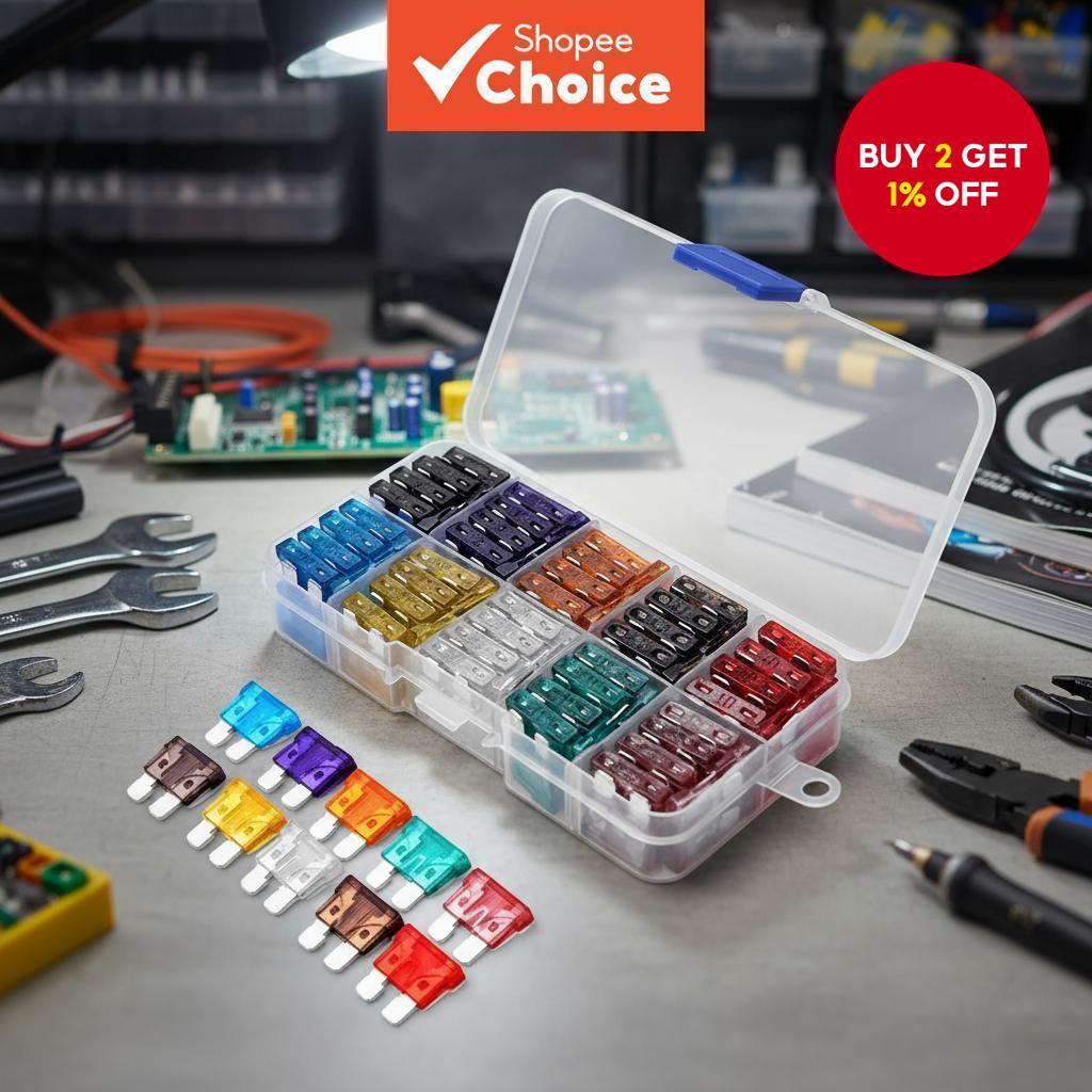 50Pcs Car Fuse Assortment Pack - Standard Blade Replacement Fuses (2A ...