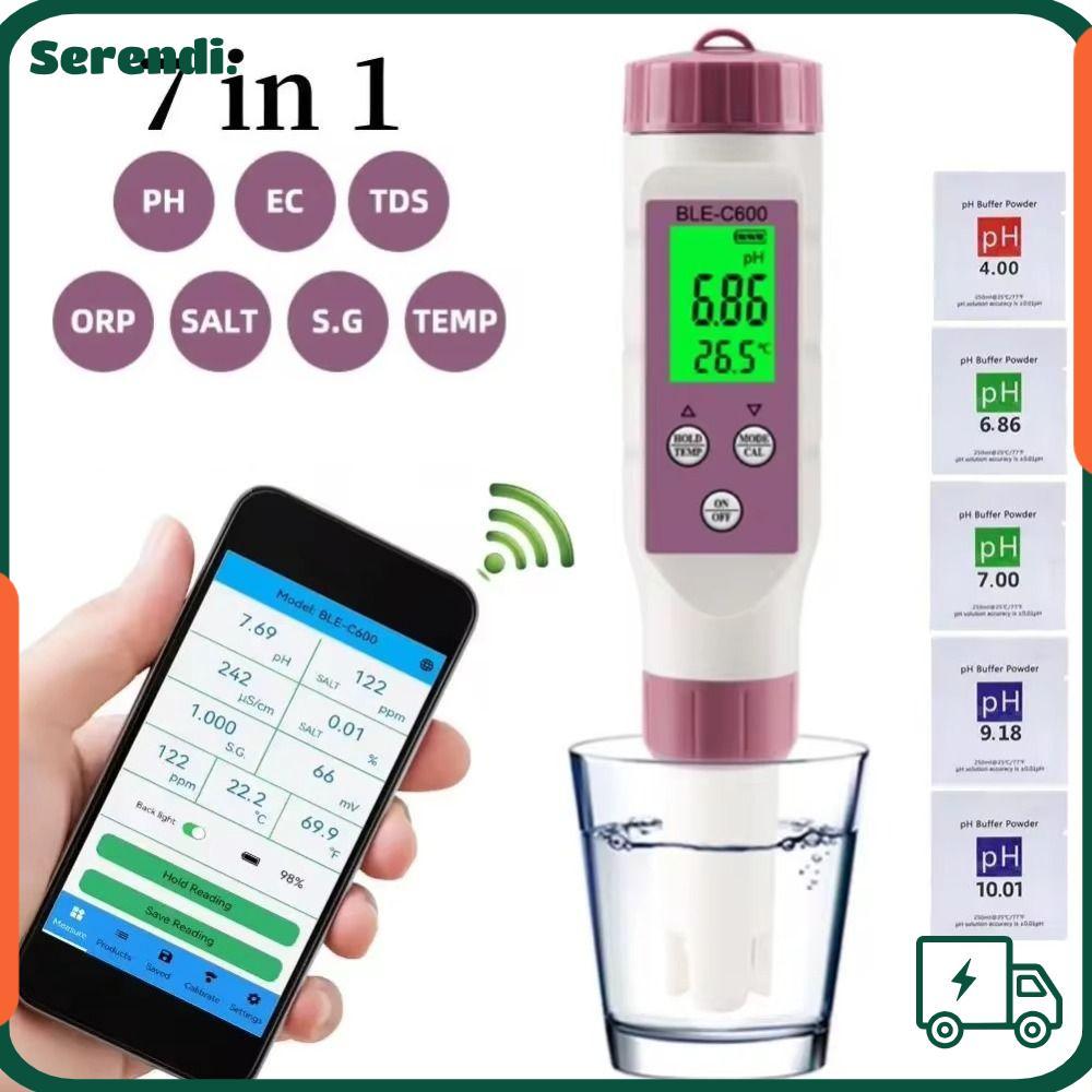SERENDI Temp ORP Salinity TDS Meter, APP Control Aquarium 7 in 1 PH ...