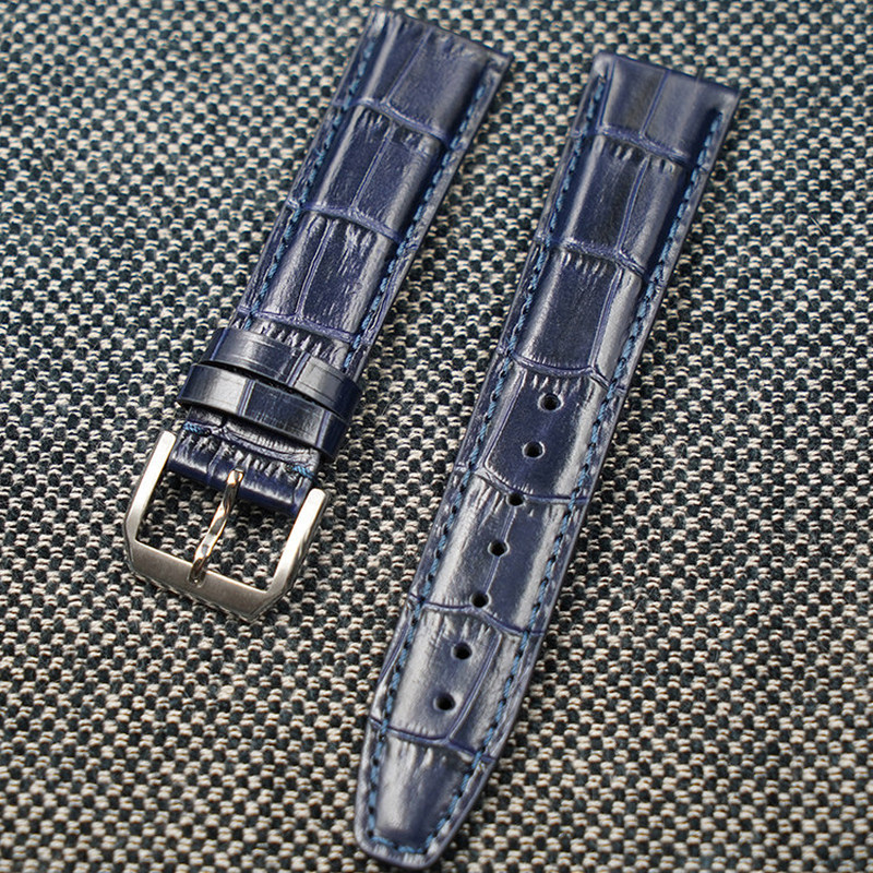 Apply to _lWC_Watcband 20mm 21mm 22mm Dark Blue Bamboo Grain Top Layer ...