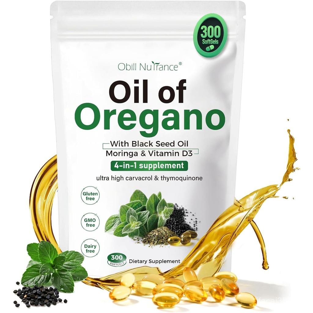 Oil of Oregano Capsules, 4-in-1 Organic Oil of Oregano with Black Seed ...