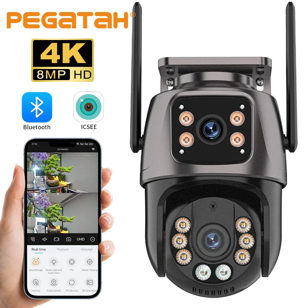Wifi Ptz Camera Outdoor 4mp Dual Lens Dual Screen Ai Auto Tracking Ip ...