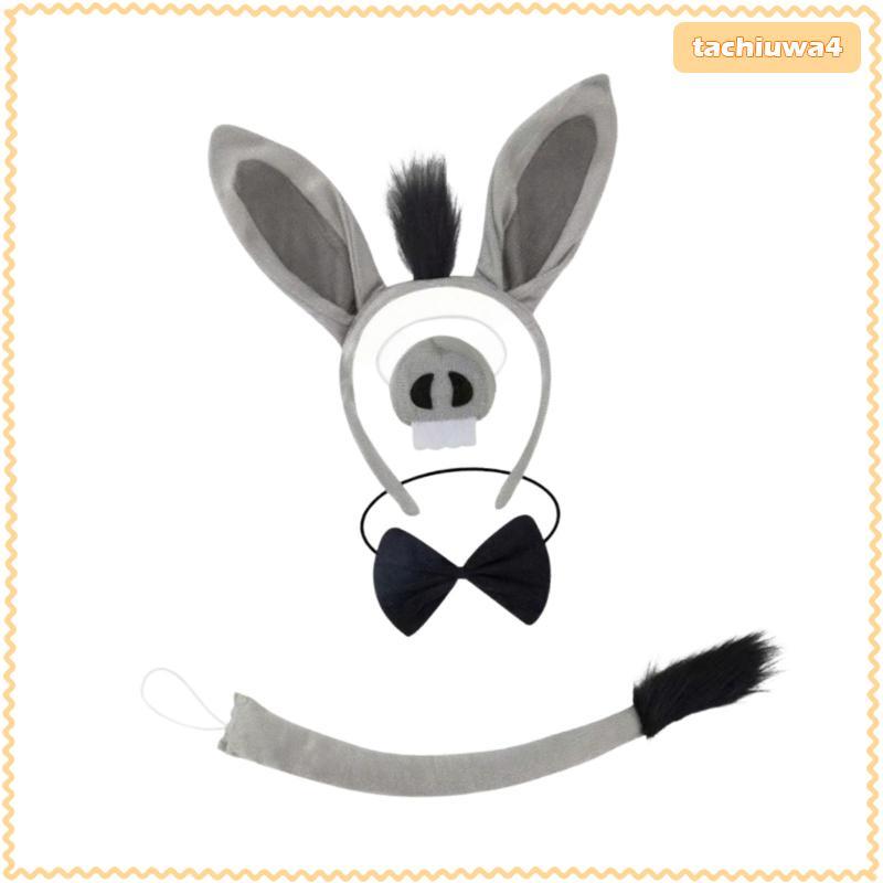 [Tachiuwa] Donkey Costume Donkey Ears Headband Nose Tie Tail Set Animal ...