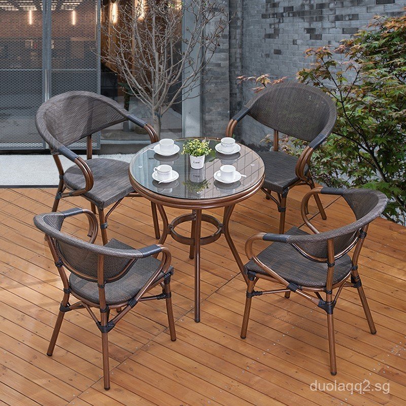 Outdoor Balcony Leisure Small Table and Chair Set for Milk Tea Shops ...