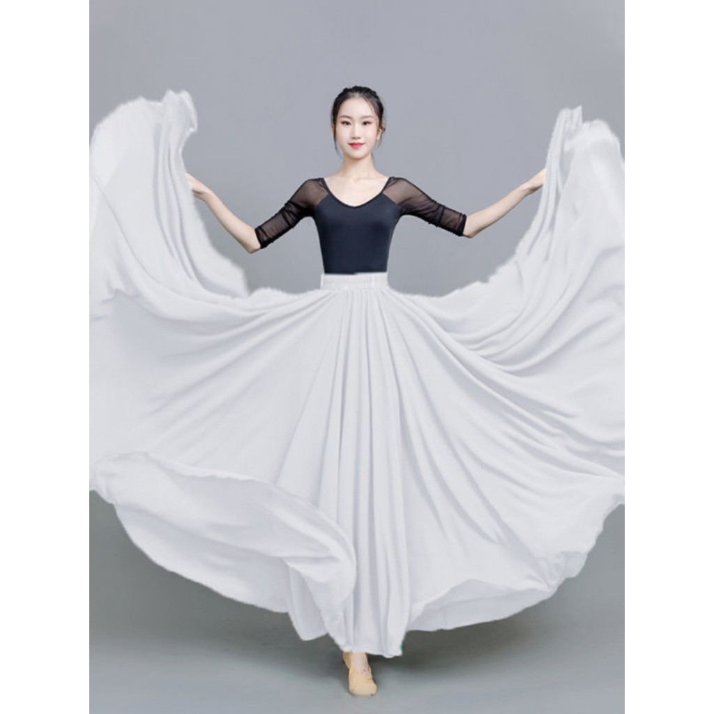 Du Double-Layer Large Swing Skirt Drape Chiffon Classical Dance Folk ...