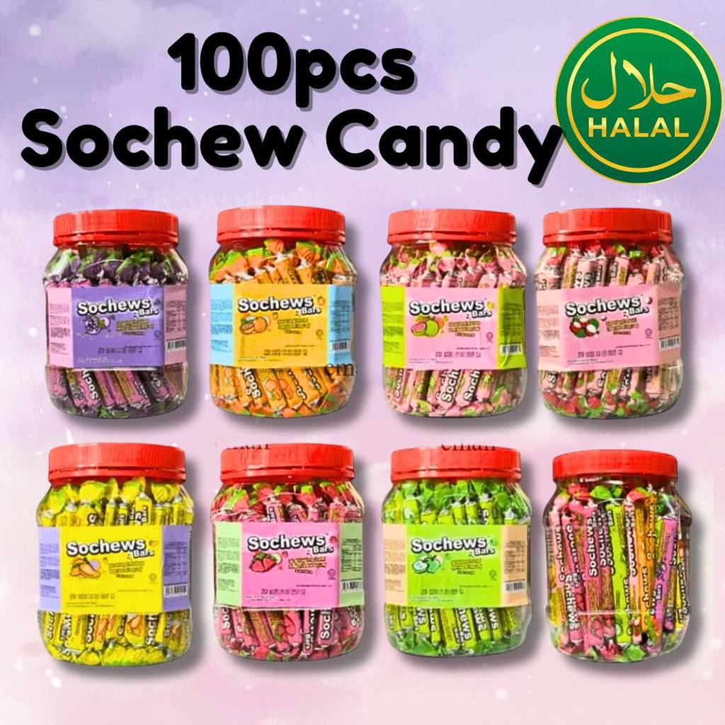 100pcs Sochews Bars Chewy Candy Long Bar / So chews Gula-Gula Kunyah ...