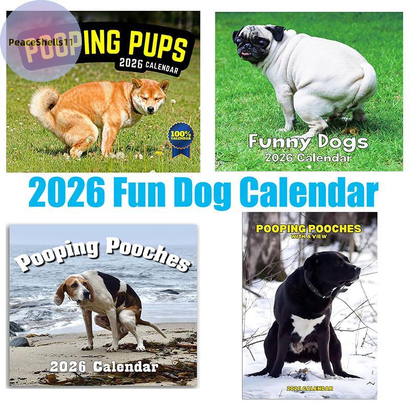 PeaceShells 2026 Wall Calendar-Dog Pooping Calendar, Monthly Calendar ...