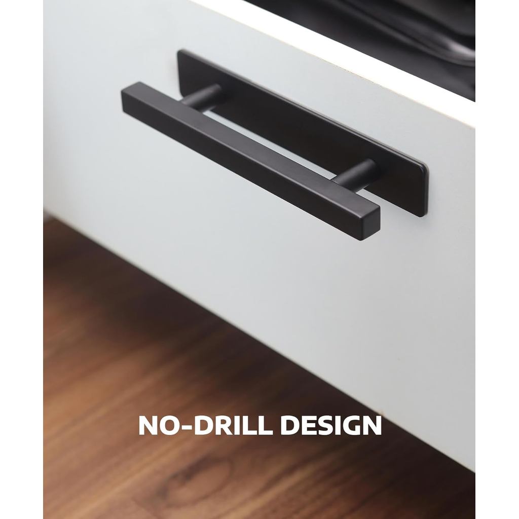 2 Pack Self Adhesive Cabinet Handles Matte Black No Drill Drawer Pulls ...