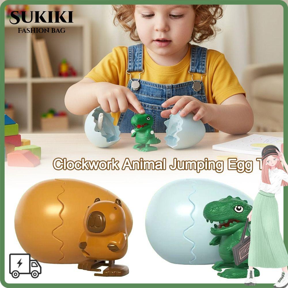 SUKIKII Clockwork Animal Jumping Egg Toy, Cartoon Wind-up Walking ...