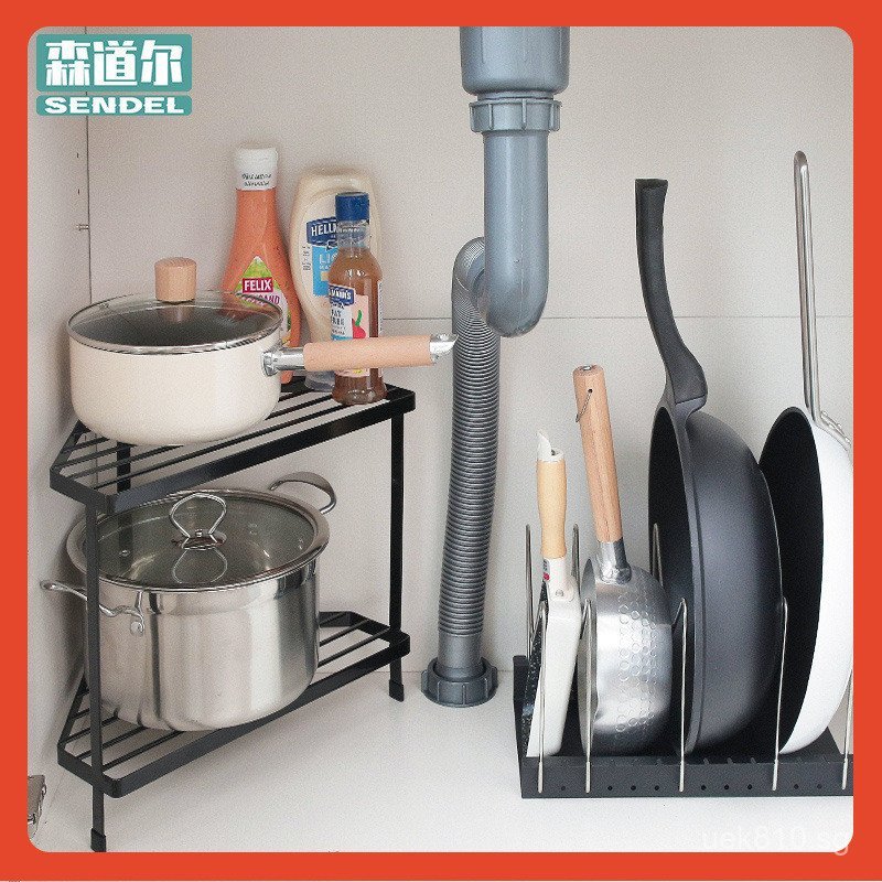 Triangular Pot Holder for Corner Sink, Layered Kitchen Storage Rack ...