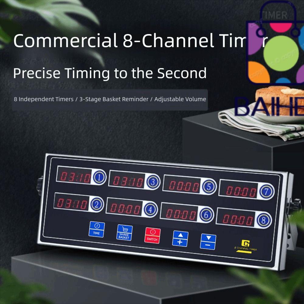 BAIHEE Commercial Kitchen Timer, Stainless Steel Housing 4/6/8 Channel ...