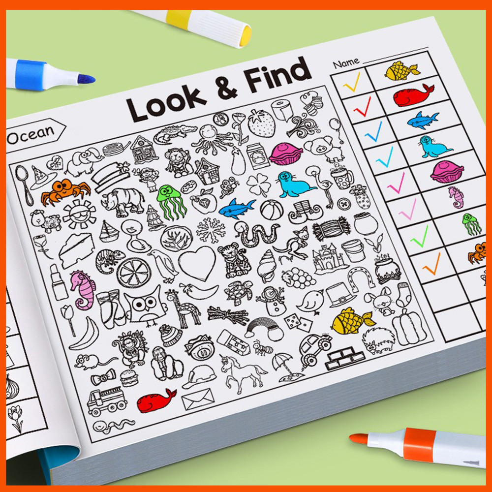 32 Pages Look and Find Fun Spot the Difference Coloring Training book ...