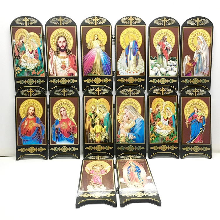 Solid Wood Color Lacquer Jesus Virgin Mary Icon Screen Desktop ...