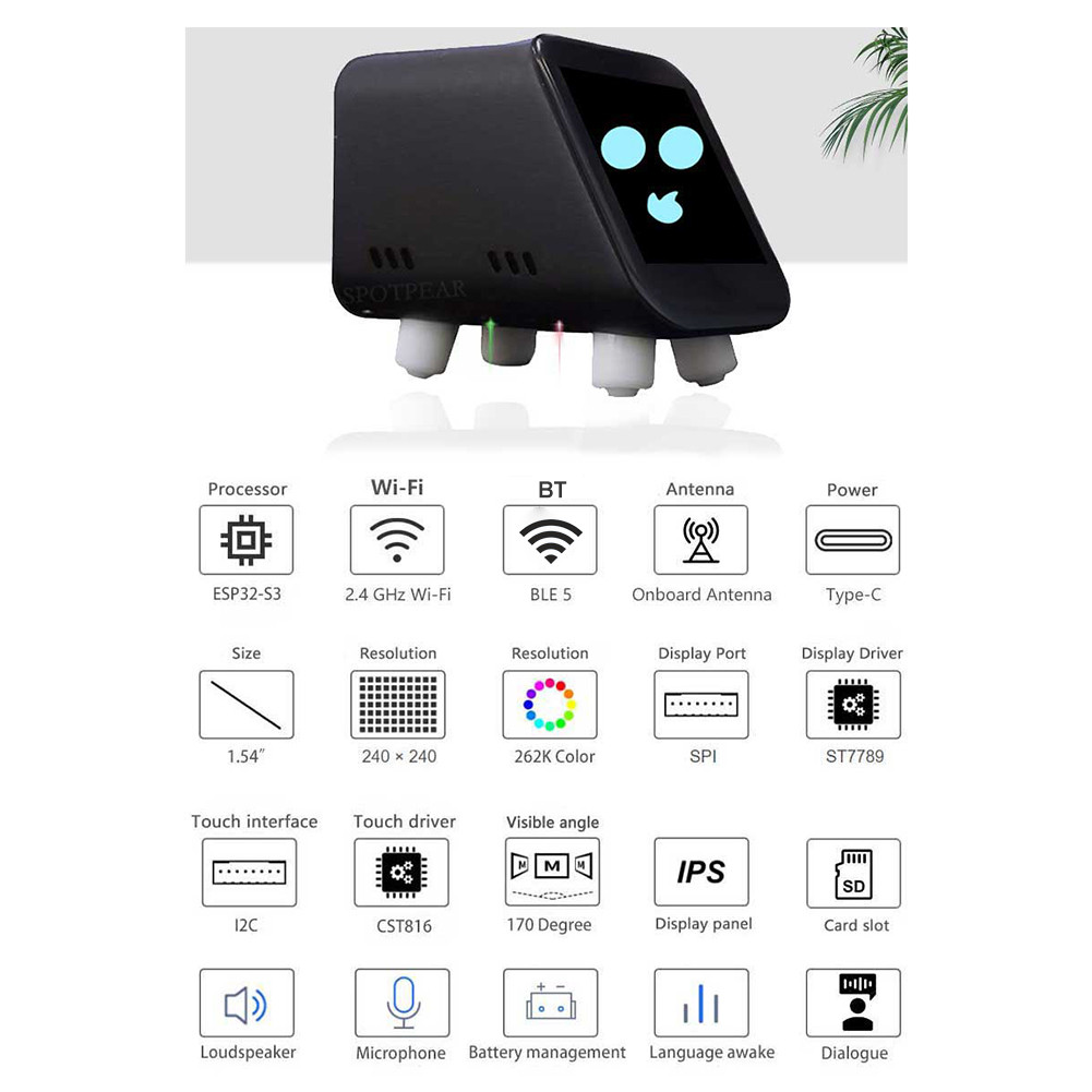 ESP32 S3 MUMA AI Chat Robot with 1.54in Screen N16R8 Development Board ...