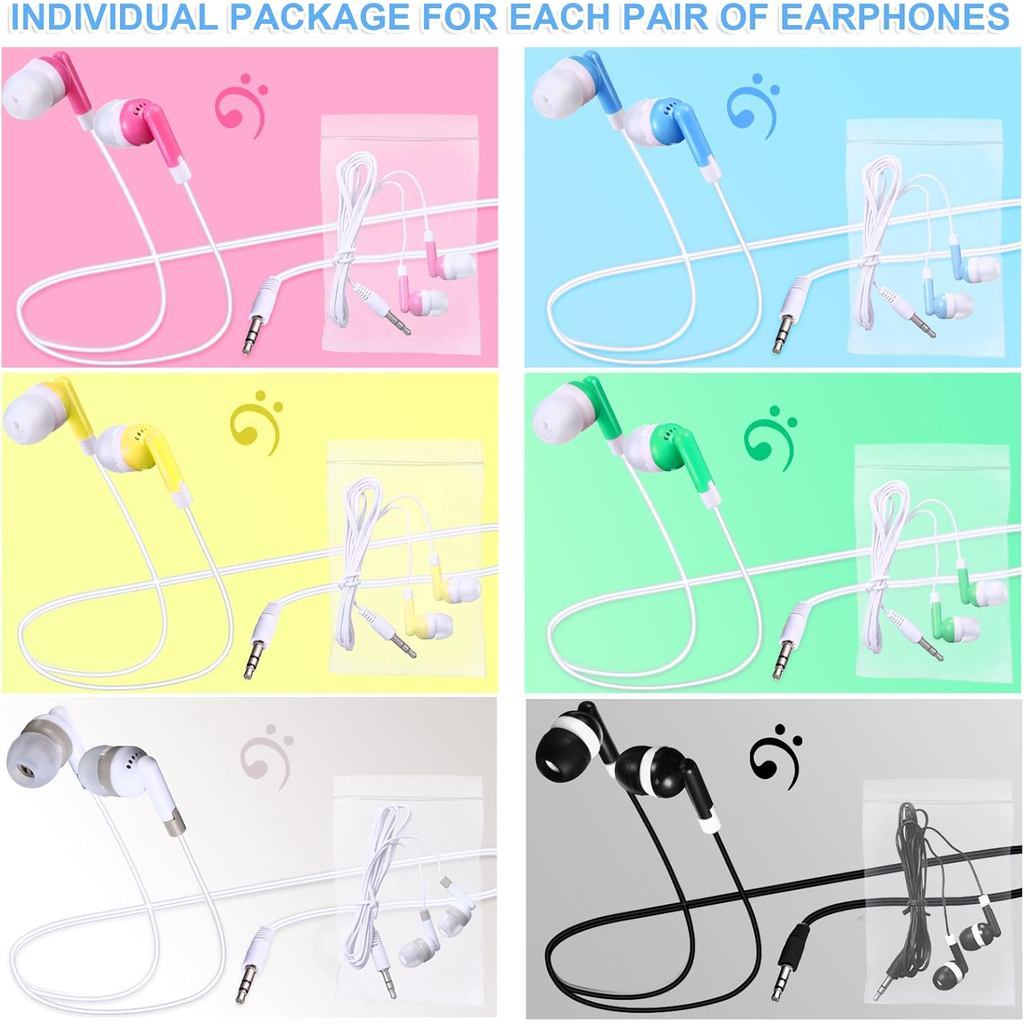 Konohan 60 Pack Earbuds Bulk Kids Headphones Earphones 6 Colors Ear ...