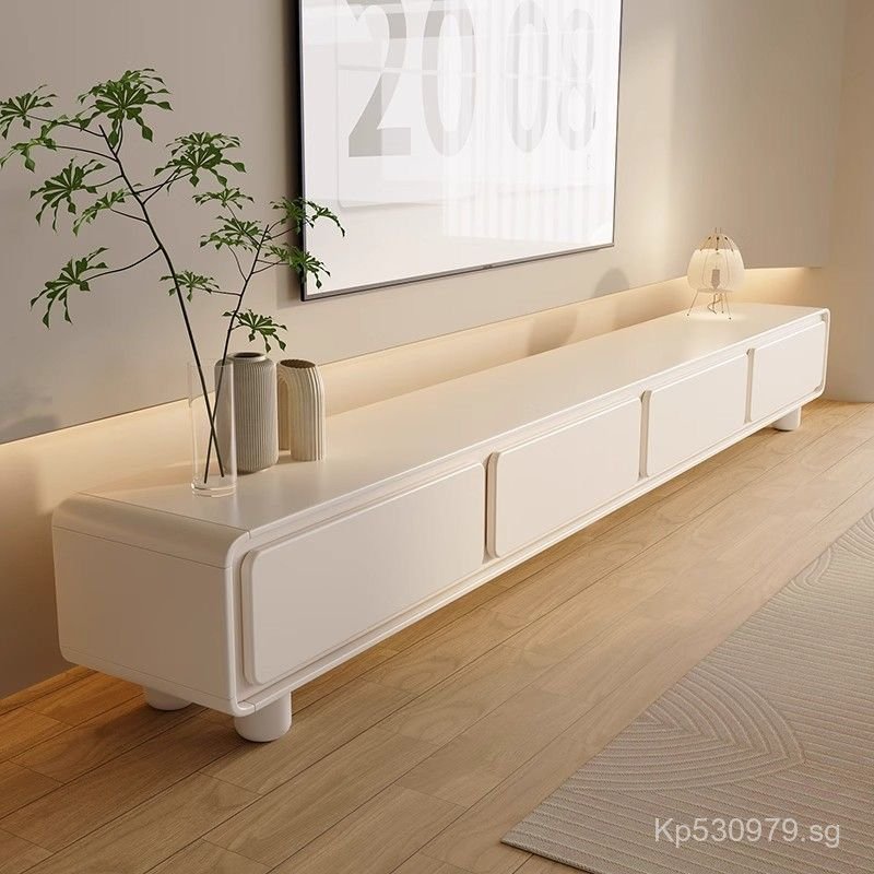Cream TV Cabinet Simple Living Room Coffee Table Set Floor Standing ...