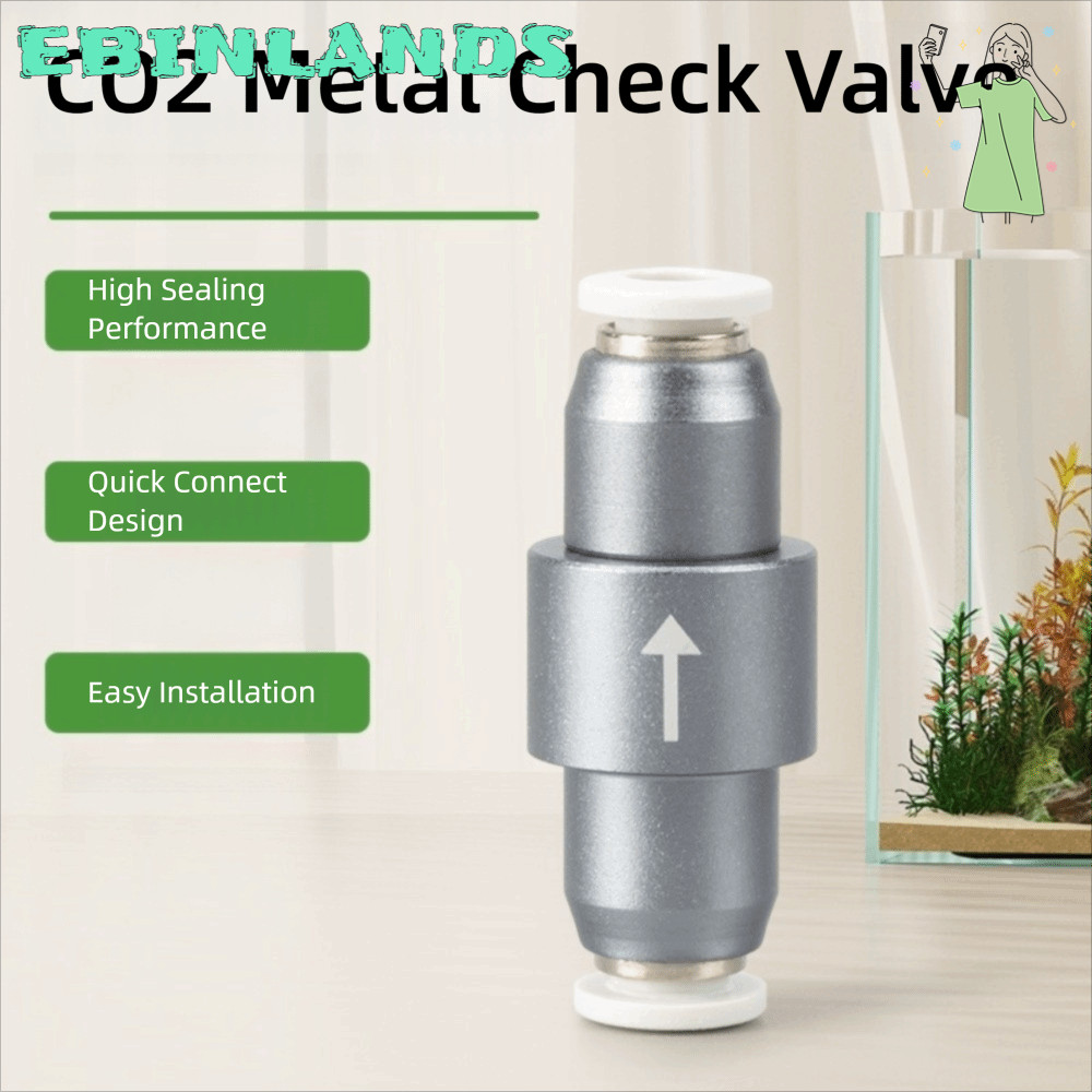 EBINLANDS CO2 One-way Check Valve, Quick Plug Metal Aquarium CO2 Valve ...