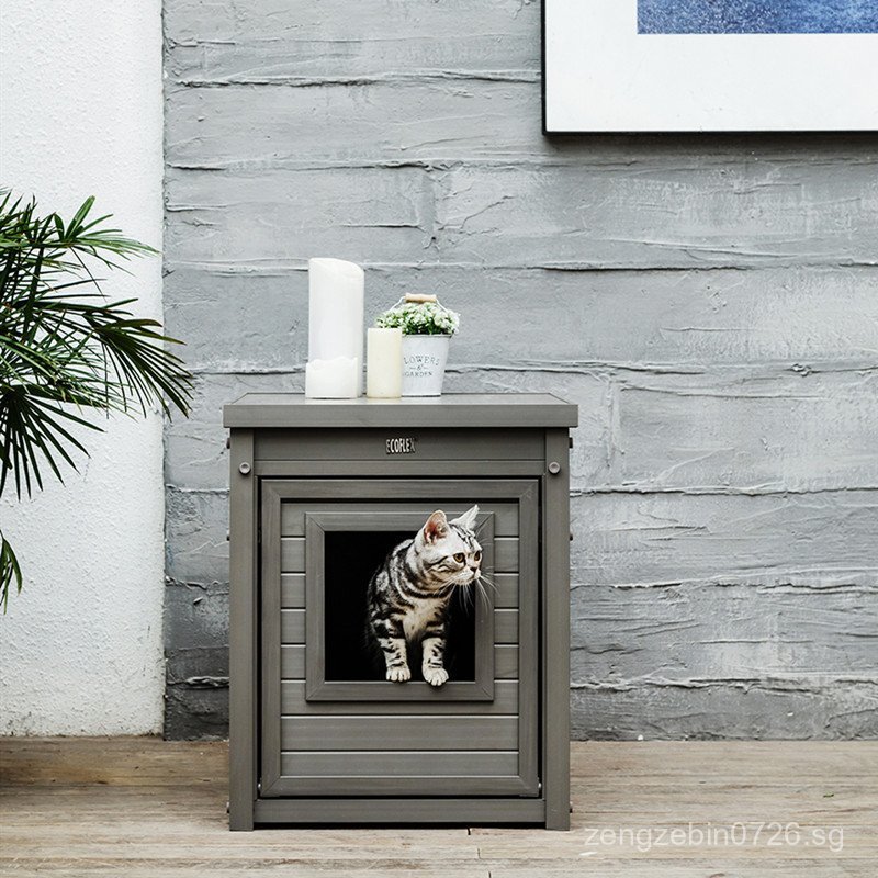ecoflex Cat Toilet Cabinet Cat Litter Box Enclosed Indoor and Outdoor ...