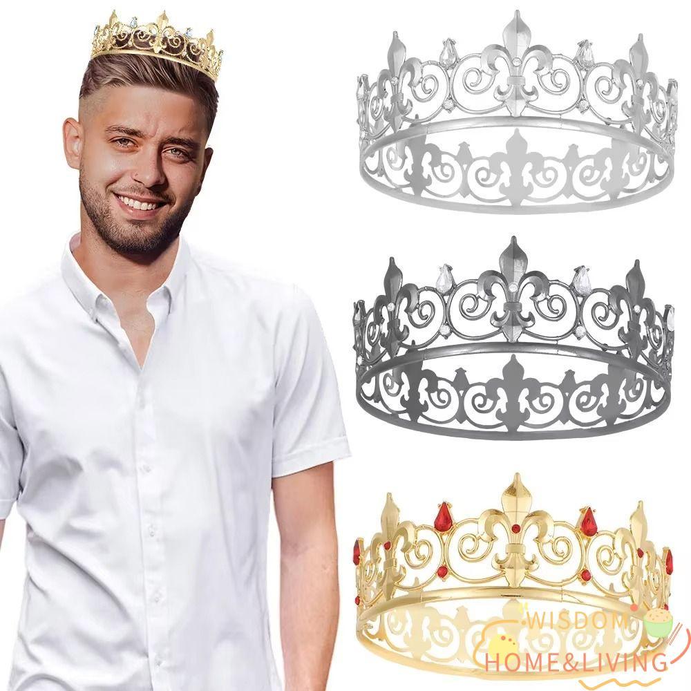 WISDOM King Crown, Round Korean Style Bar Mitzvah Crown, Metal Prince ...