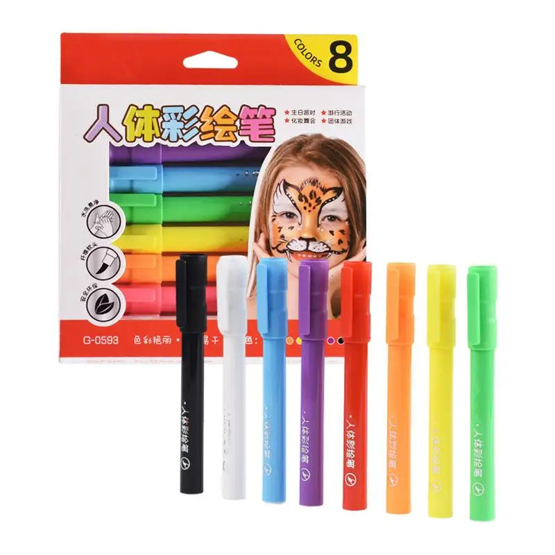 Face Paint Pens Makeup Washable Marker 8 Colors Pen Body Kit For Teens ...