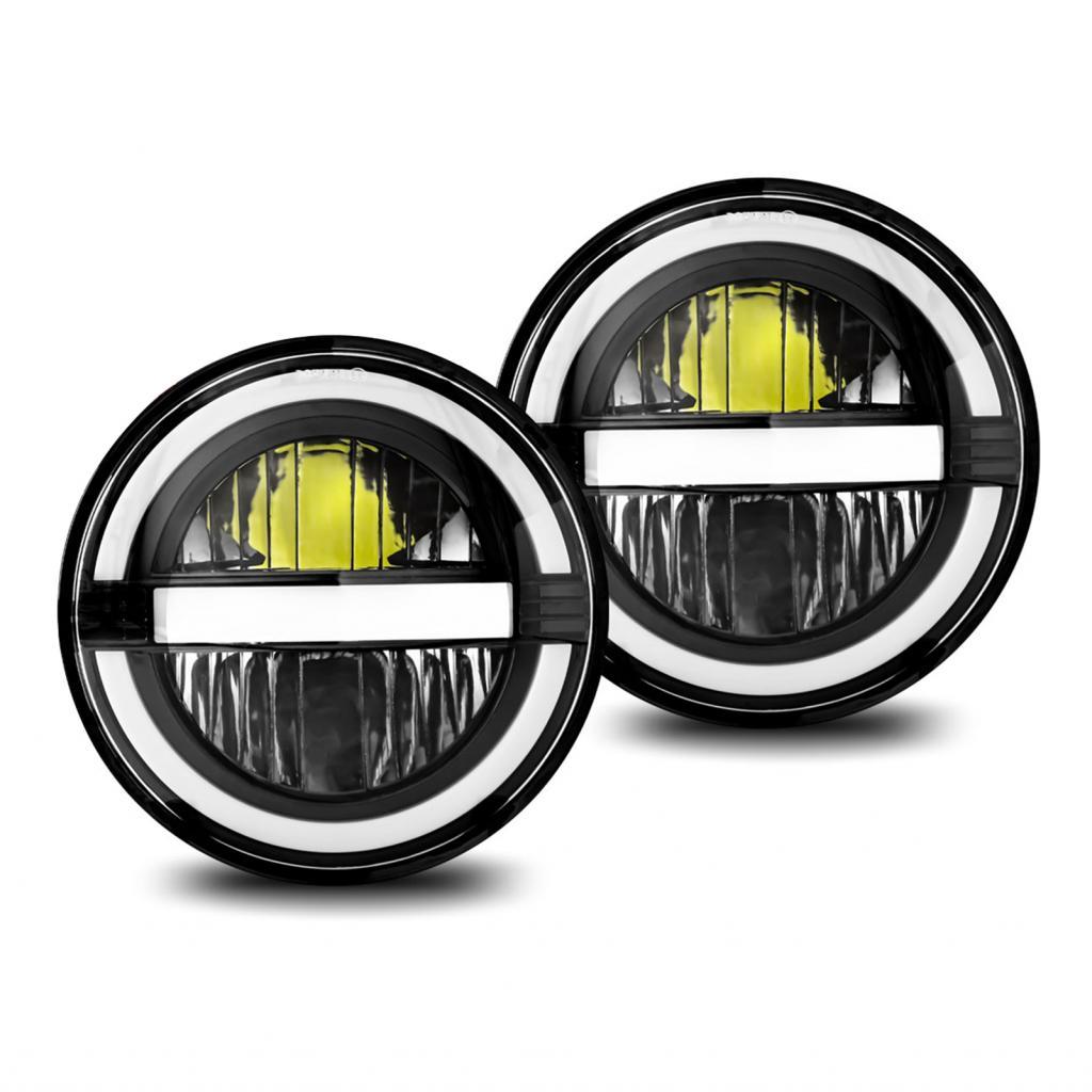 2 Pack Round LED Headlights 7 Inch Headlamps with White High/Low Beam ...