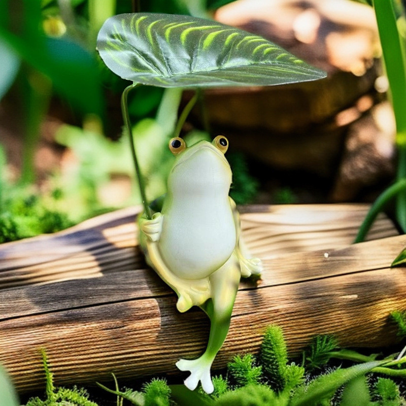 Leaves Cool Simulation Frog Ornaments Fish Pond Fish Tank Micro ...