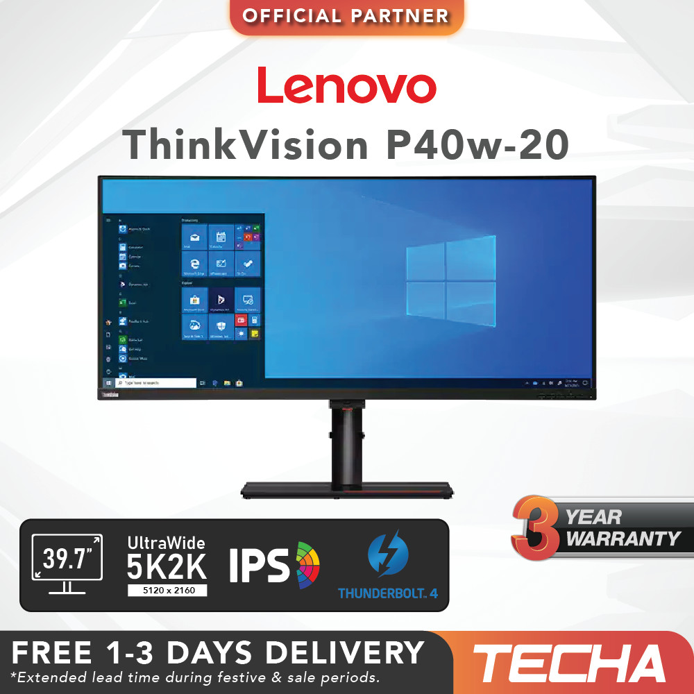 LENOVO ThinkVision P40w-20 | 39.7" 5K2K WUHD | IPS Ultra-Wide Curved ...