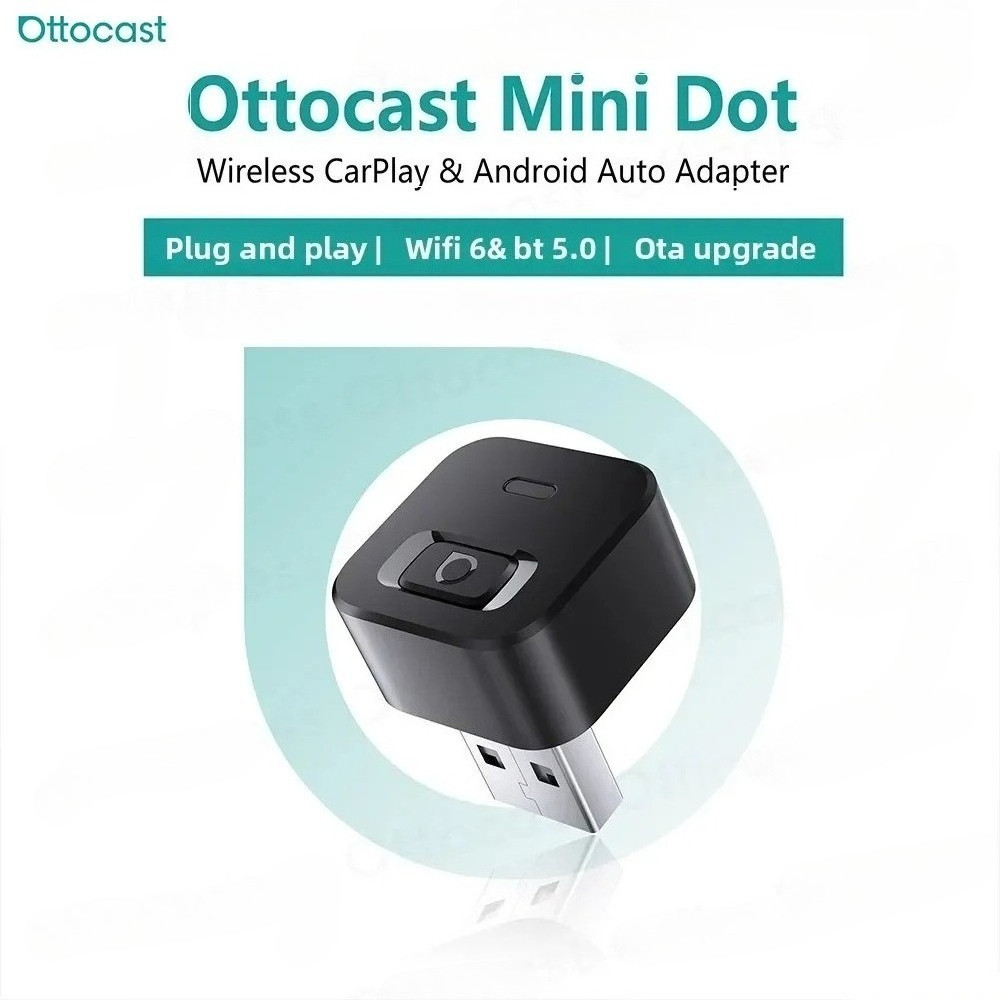 OTTOCAST Mini Dot Cube 2 in 1 Wired To Wireless CarPlay Android Auto ...