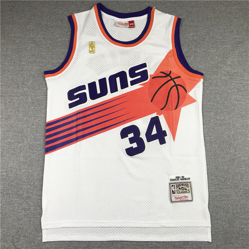 New NBA Men's Phoenix Suns 34 Charles Barkley Retro Embroidered ...